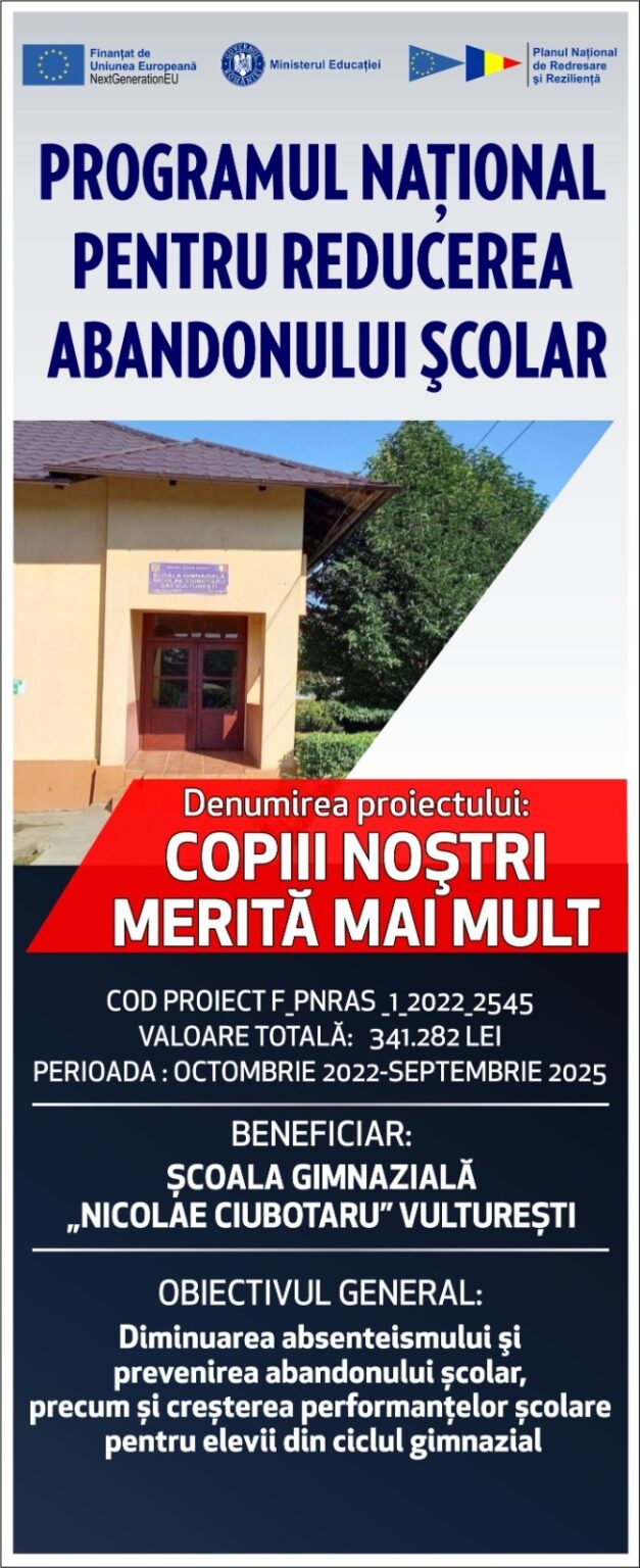 Proiect PNRAS- „Copiii noștri merită mai mult” - SCOALA GIMNAZIALĂ ...